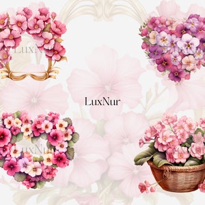 Watercolor Primrose Clipart, Printable Botanical Floral Ephemera Png ...