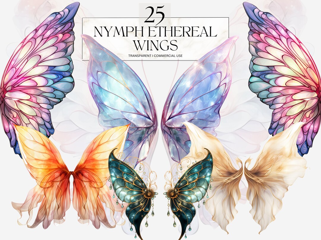 Watercolor Nymph Ethereal Wings Forest Clipart, Printable Tinkerbell ...