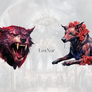 Watercolor Hell Hounds Clipart, Printable Hell Dogs Png, Hell Clipart ...