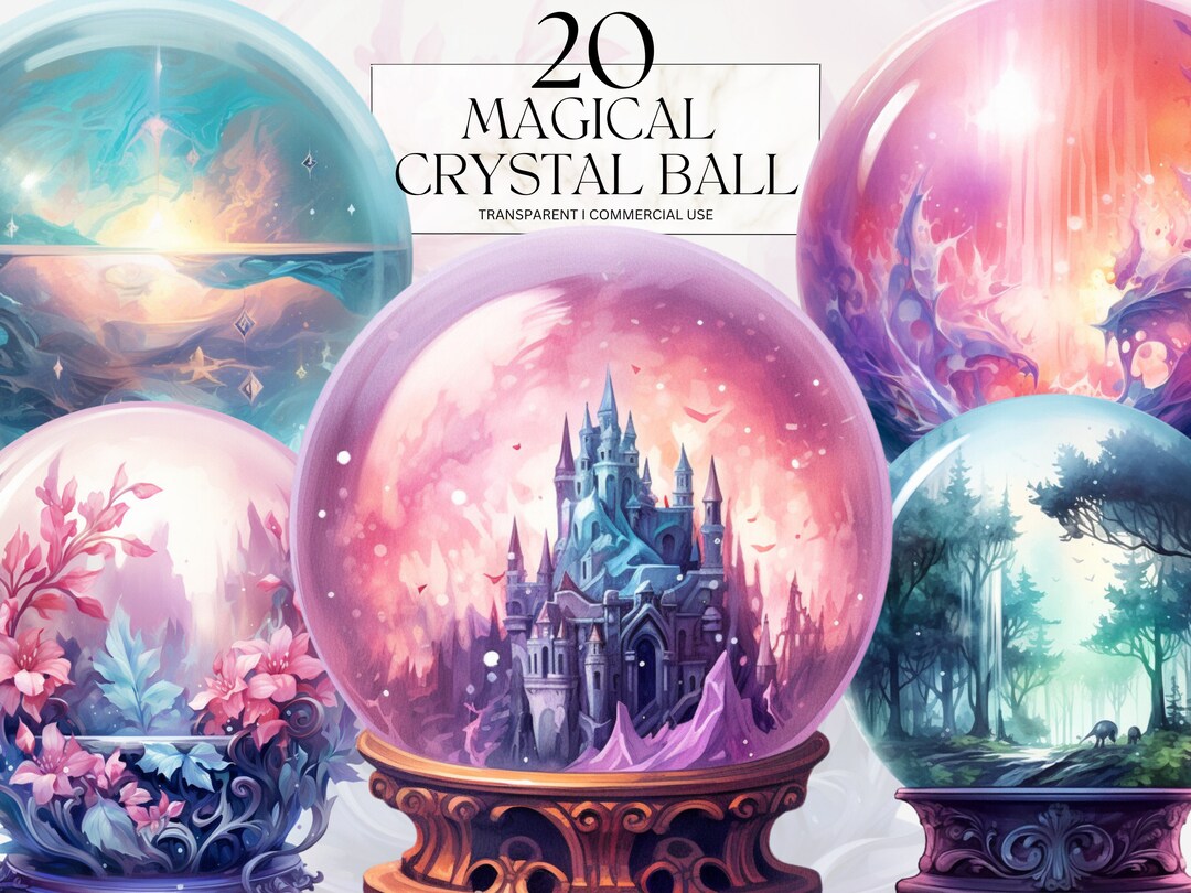 Watercolor Magical Crystal Ball Clipart, Printable Witch Wizard Fantasy ...