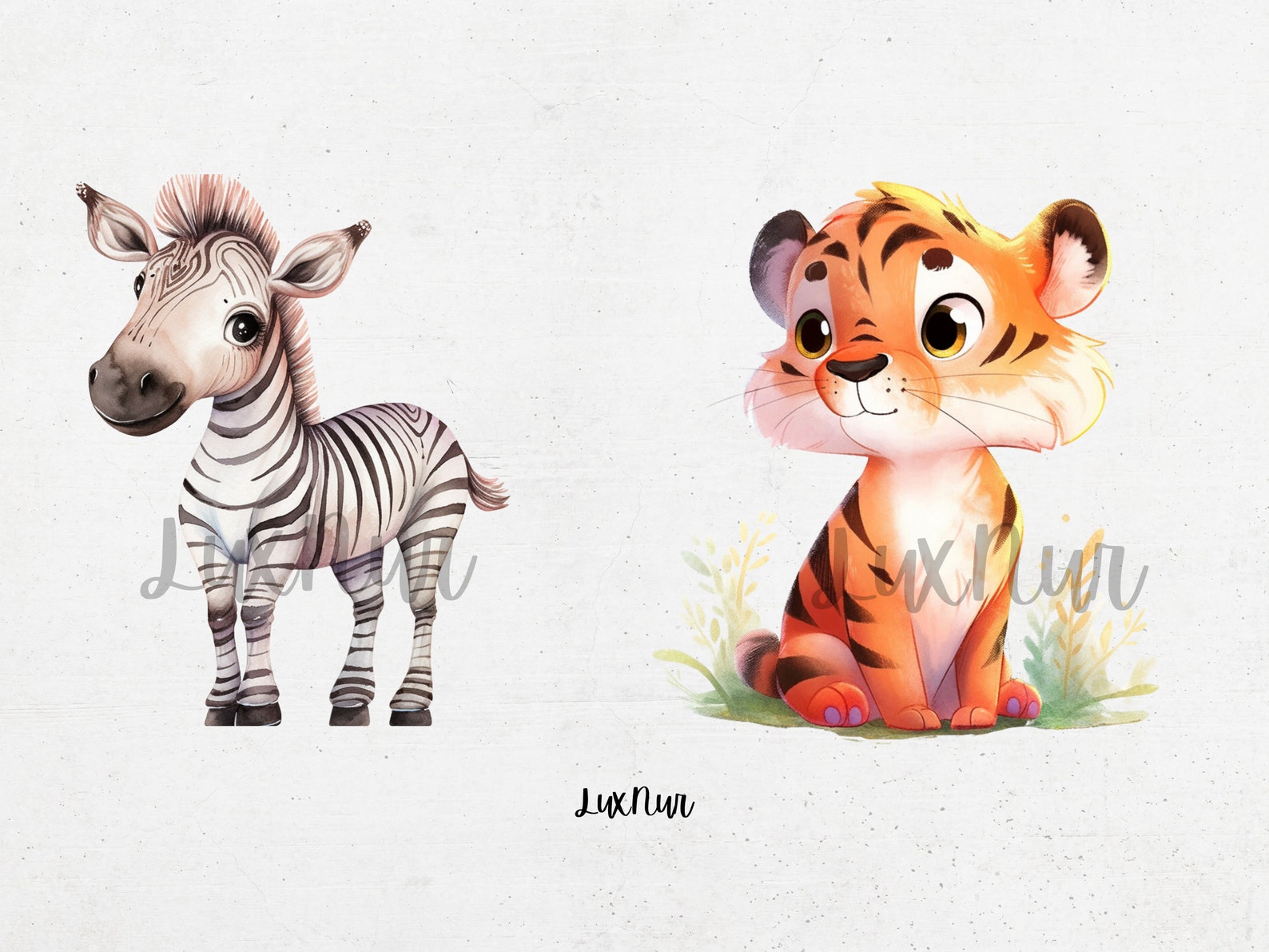 Watercolor Safari Animals Clipart Printable African Jungle - Etsy
