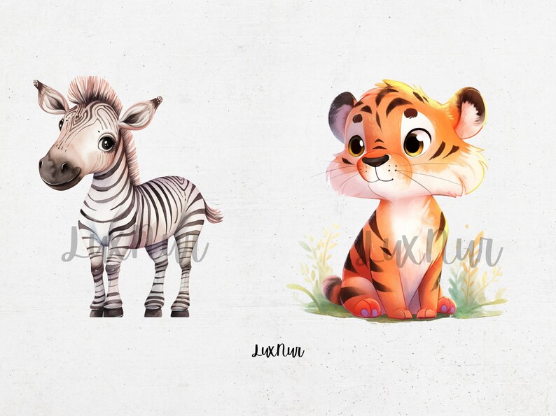 Watercolor Safari Animals Clipart Printable African Jungle - Etsy