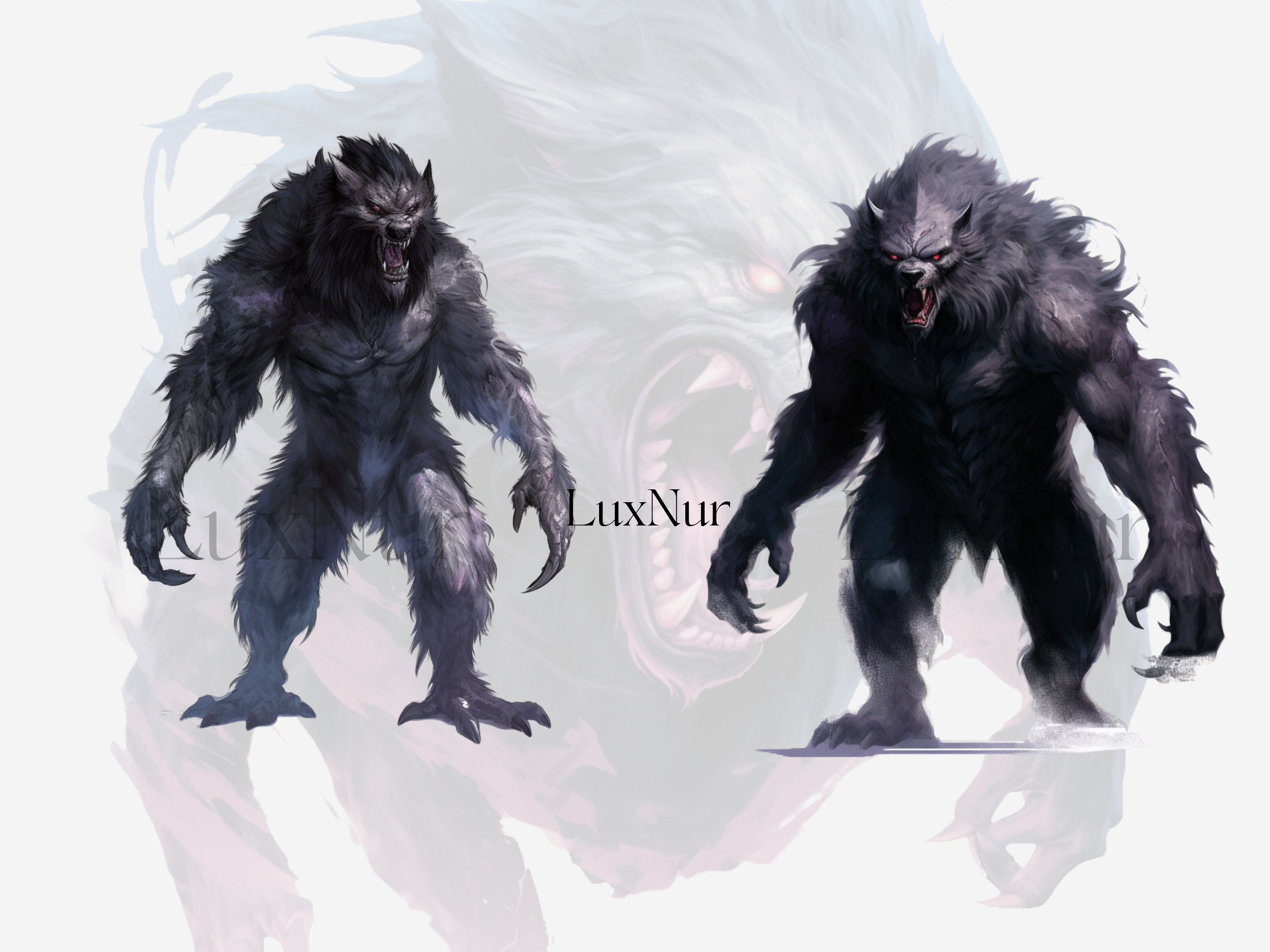 Watercolor Werewolf Clipart Printable Alpha Wolf Png - Etsy Australia