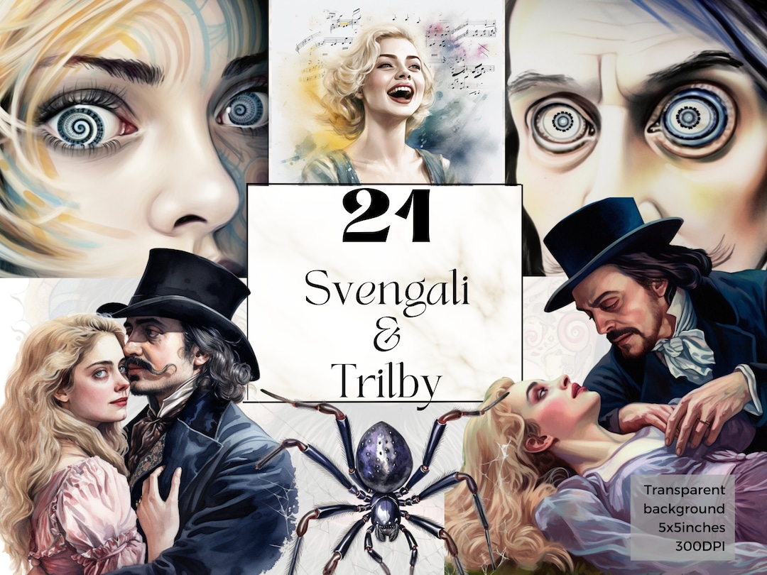 Watercolor Svengali & Trilby Png Clipart, Printable Horror Storybook ...