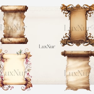 Watercolor Retro Scrolls Clipart Printable Vintage Decoupage Png ...