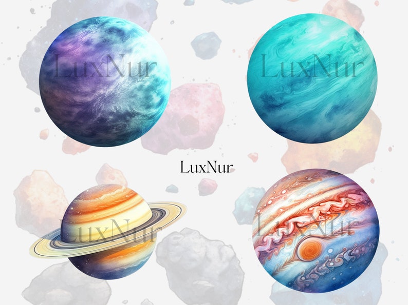 Solar System Clipart Printable Watercolor Outer Space Png - Etsy