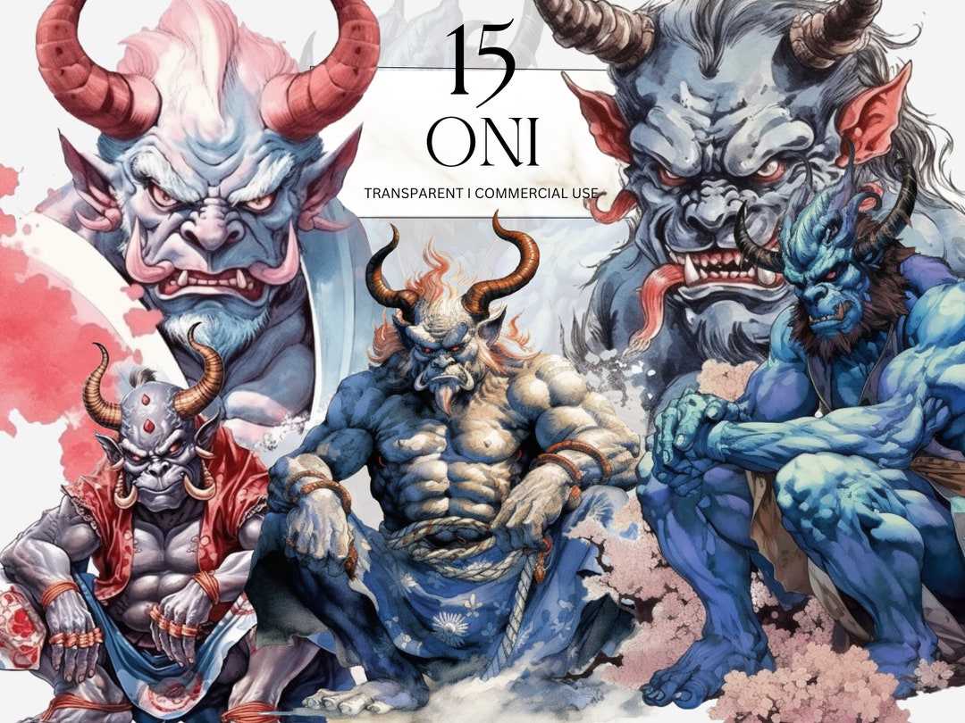 Watercolor Oni Clipart, Printable Japanese Warrior Demon Png ...