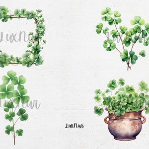 Watercolor Clover Clipart, Printable Fantasy Shamrock Png, Botanical ...
