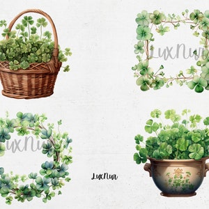 Watercolor Clover Clipart, Printable Fantasy Shamrock Png, Botanical ...