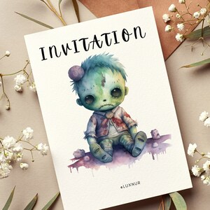 Watercolor Creepy Cute Zombie Toy Clipart, Printable Kid Kawaii Cute ...