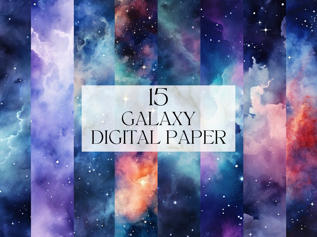 Watercolor Galaxy Digital Paper, Printable Cosmic Constellation Png ...