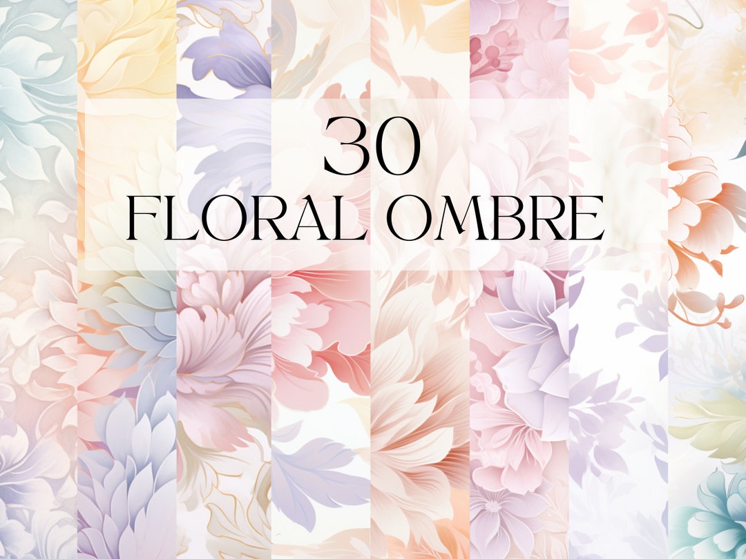Watercolor Floral Ombre Digital Paper, Printable Seamless Floral ...