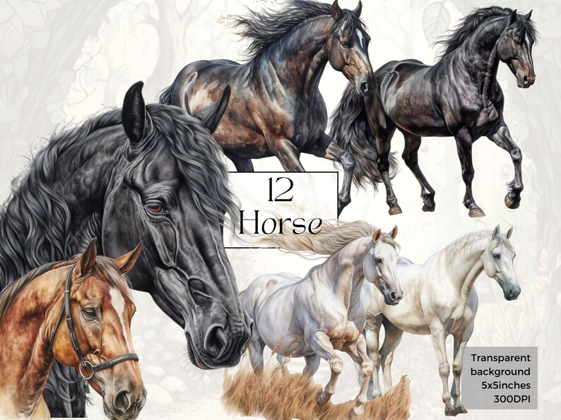 Watercolor Western Farm Horse Png Clipart Printable Horse - Etsy