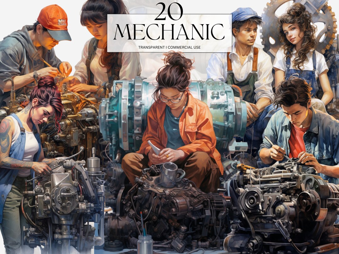 Watercolor Mechanic Clipart, Printable Auto Mechanic Png, Handyman ...