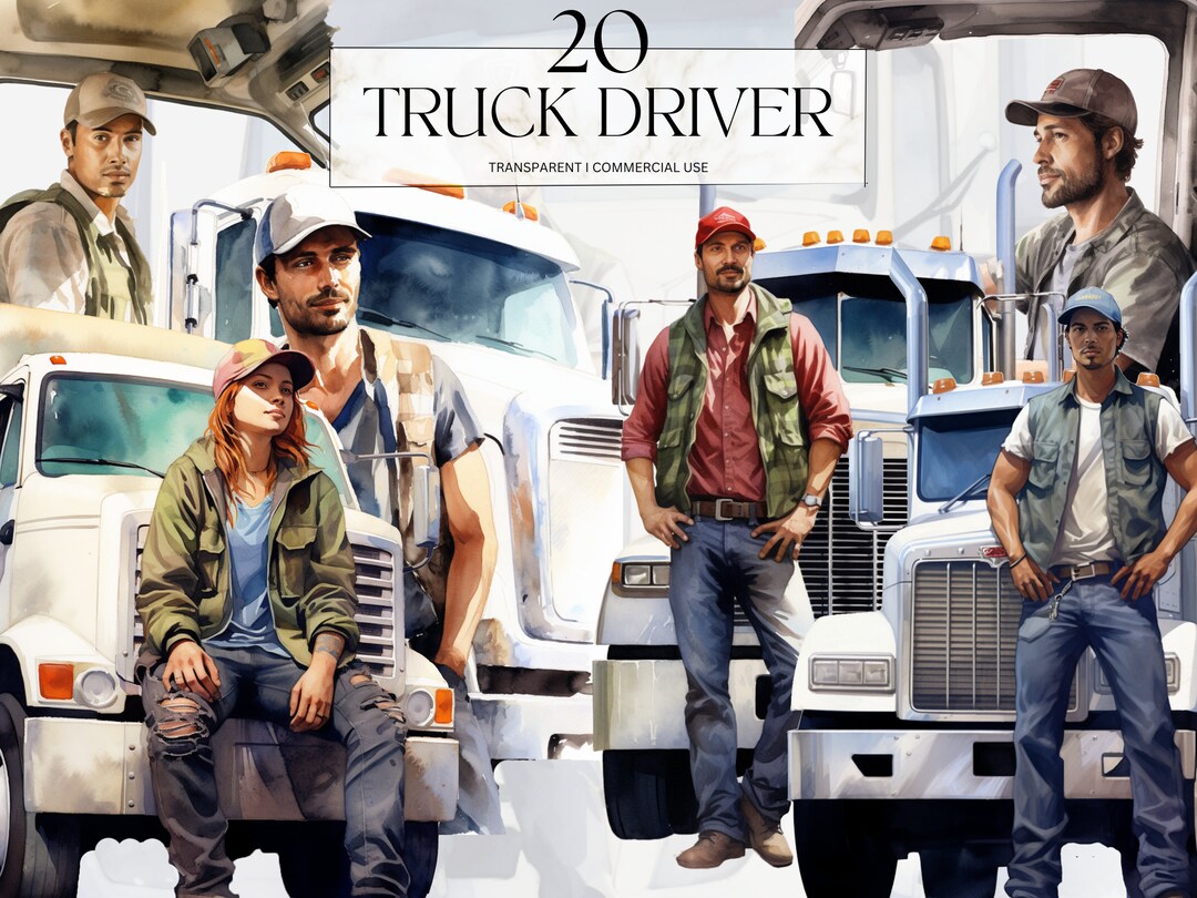 Watercolor Truck Driver Clipart, Printable Tow Truck Driver Png, Semi ...