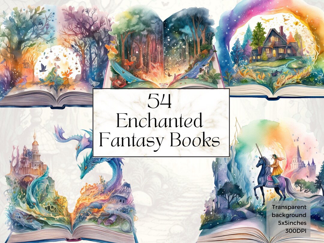 Watercolor Enchanted Fantasy Book Clipart Png, Printable Magical Book ...