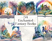 Watercolor Enchanted Fantasy Book Clipart Png Printable - Etsy