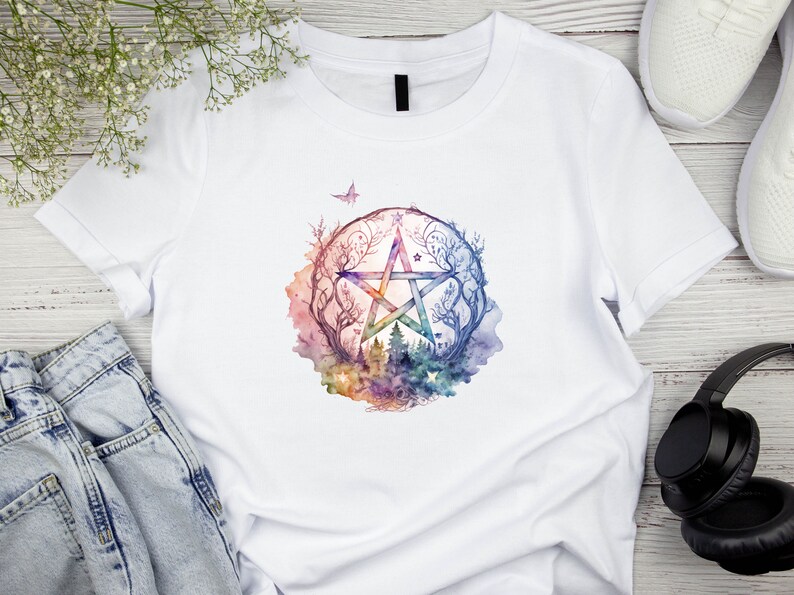 Best Watercolor Diverse Witch Pentagram Png Clipart Printable - Etsy