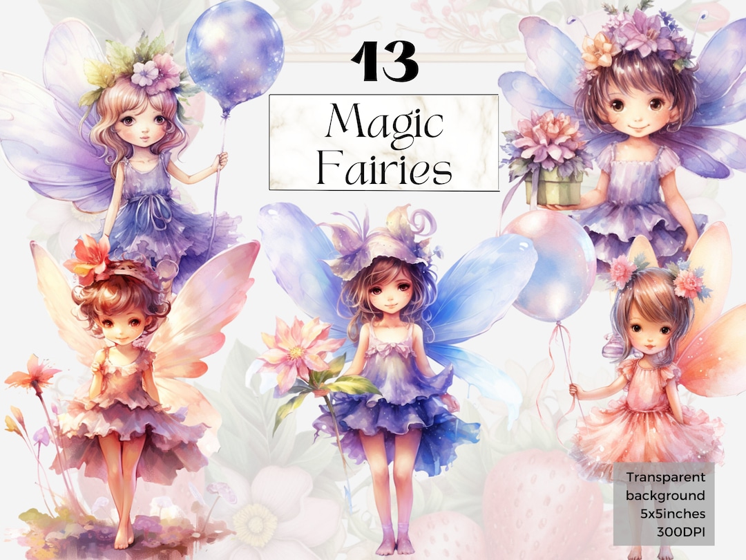 Little Magic Fairy Clipart, Watercolor Cute Fairy Clipart, Fairy Png ...