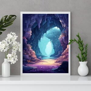 Watercolor Enchanted Caves Digital Paper, Printable Magical Underwater ...