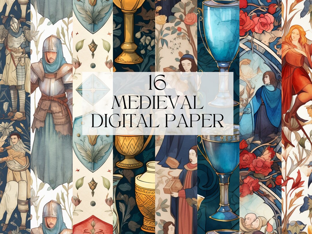 Watercolor Medieval Digital Paper Clipart, Printable Retro 15th 16th ...