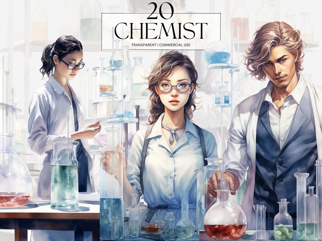 Watercolor Chemist Clipart, Printable Chemical Engineer Png, Scientist ...