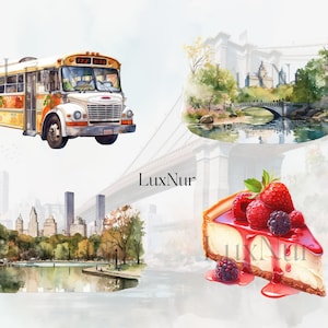 Watercolor New York Clipart, Printable New York City Skyline Svg ...