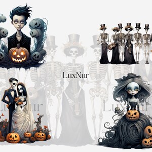 Watercolor Corpse Bride Wedding Clipart, Printable Horror Decorations ...
