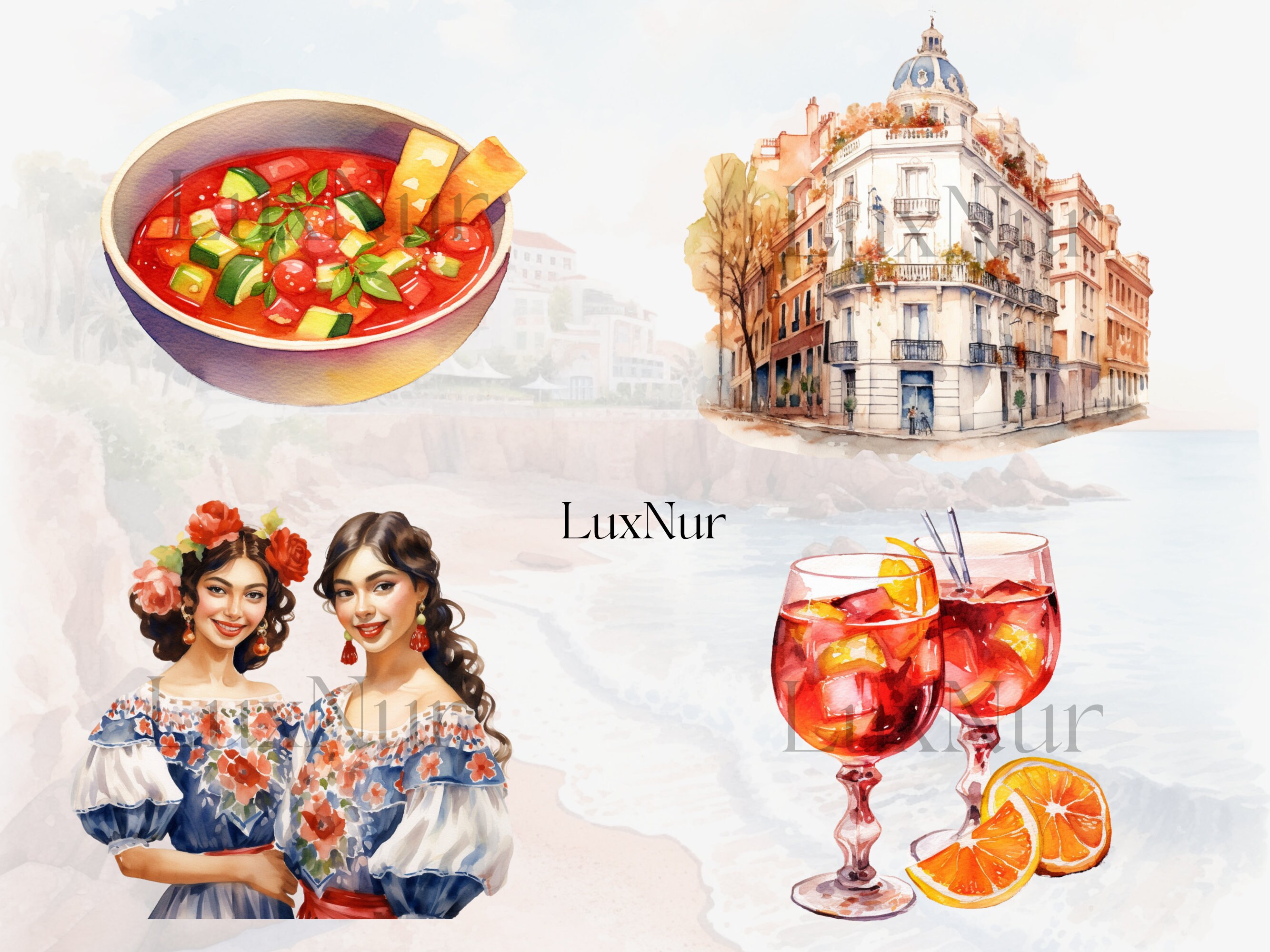 Watercolor Spain Clipart Printable Europe Toreador Png - Etsy UK