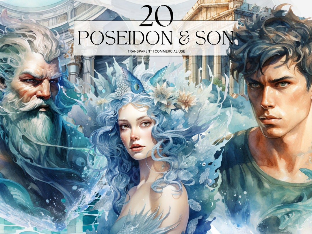 Watercolor Poseidon Son Signs Clipart, Printable Percy Jackson Png ...