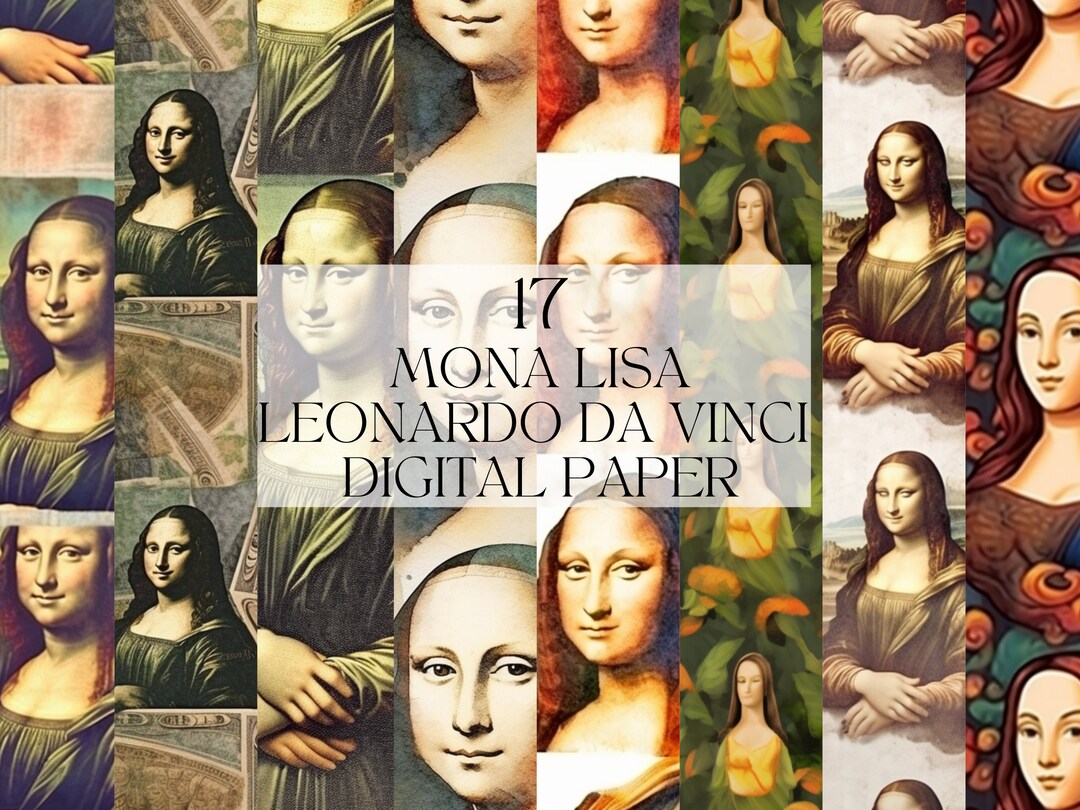Watercolor Mona Lisa Digital Paper Leonardo Da Vinci, Printable Vintage ...