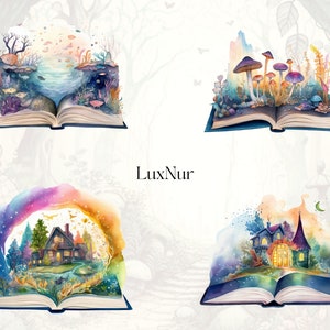 Watercolor Enchanted Fantasy Book Clipart Png, Printable Magical Book ...