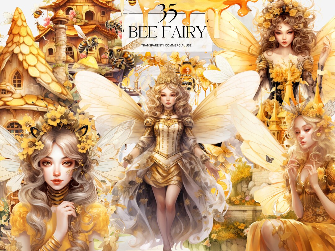 Watercolor Bee Fairy Clipart, Printable Nature Autumn Fall Pixie Png ...