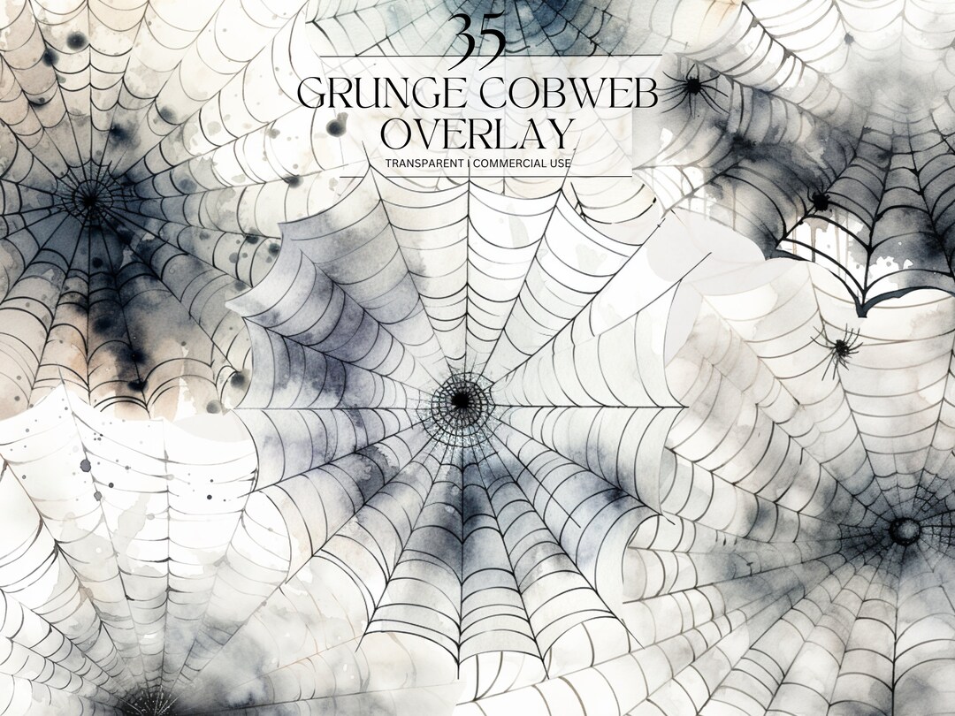 Watercolor Grunge Cobweb Overlay Clipart, Printable Spider Web Png ...