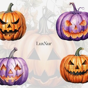 Watercolor Jack O Lantern Clipart, Printable Horror Decorations Png ...