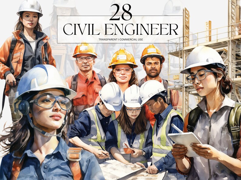 Watercolor Civil Engineer Clipart Printable Structural - Etsy