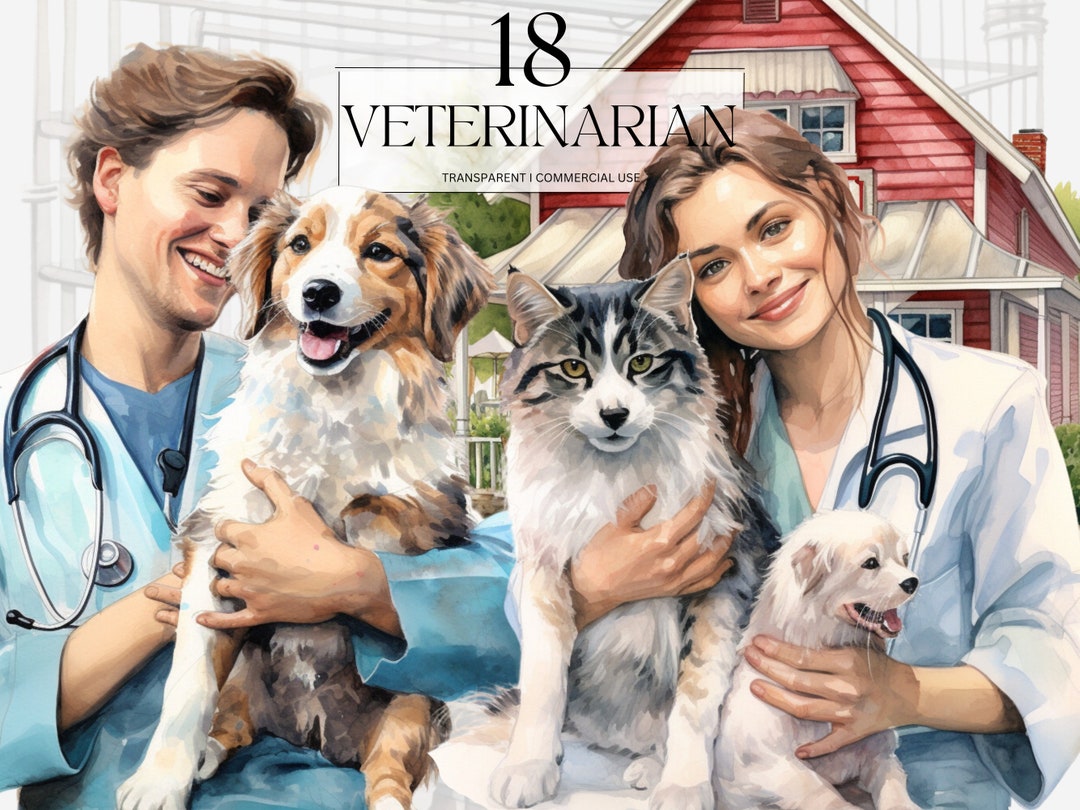 Watercolor Veterinarian Clipart, Printable Animal Care Profession Png ...