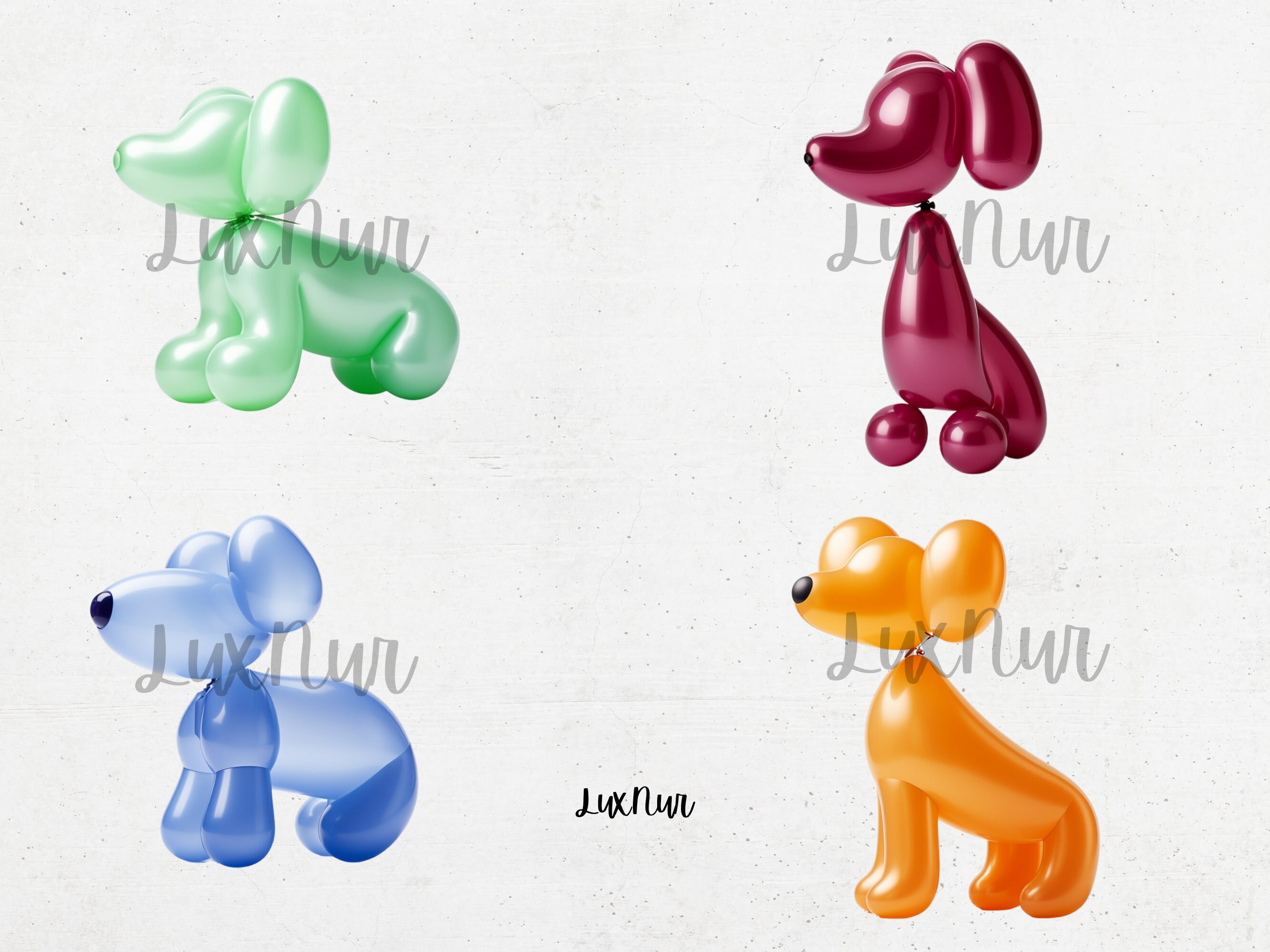 Watercolor Pastel Balloon Dog Clipart Printable Kawaii Poodle - Etsy