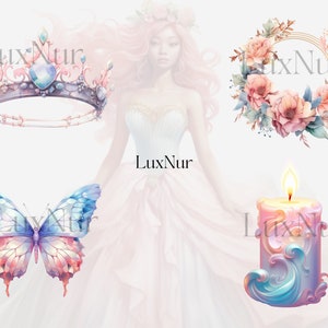 Watercolor Pastel Princess Clipart, Printable Royal Princess Png ...