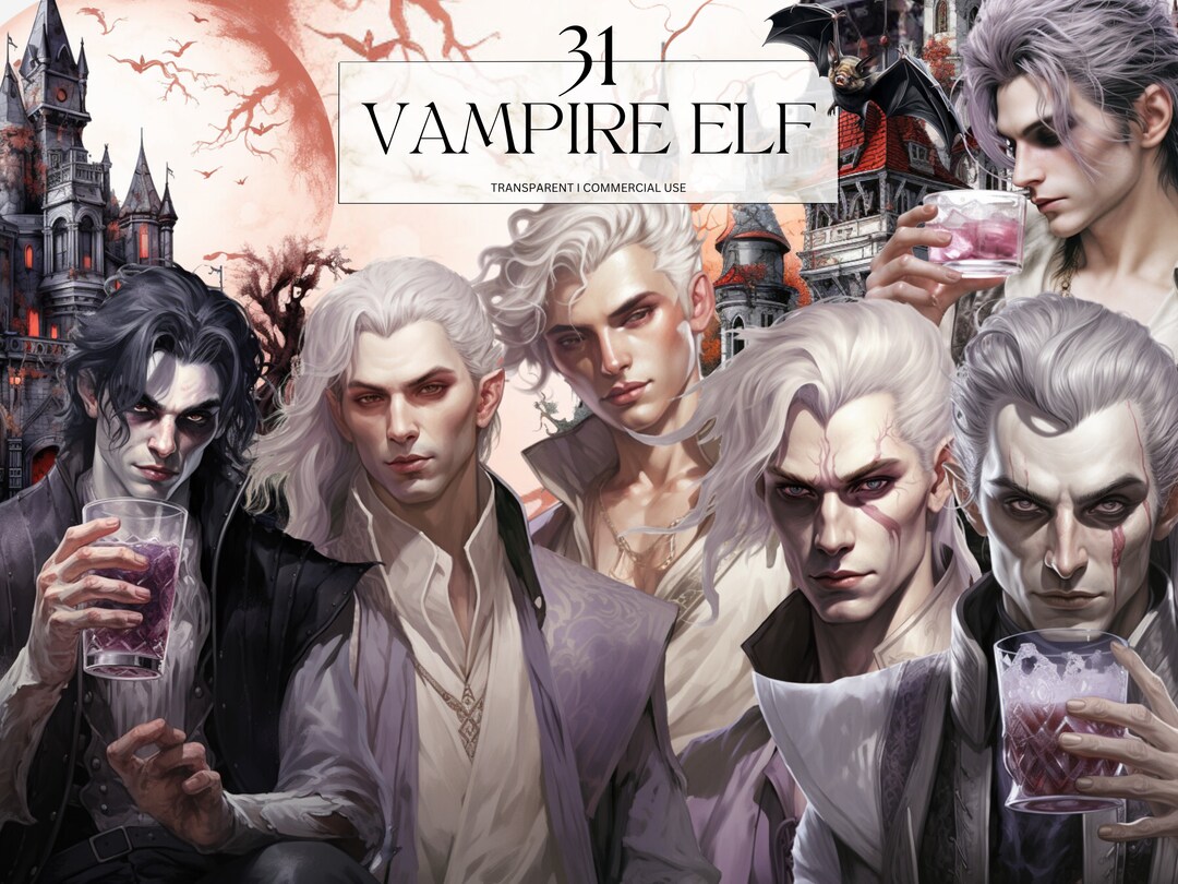 Watercolor Vampire Elf Clipart, Printable Dracula Final Fantasy Png ...