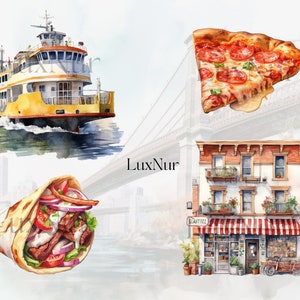 Watercolor New York Clipart, Printable New York City Skyline Svg ...