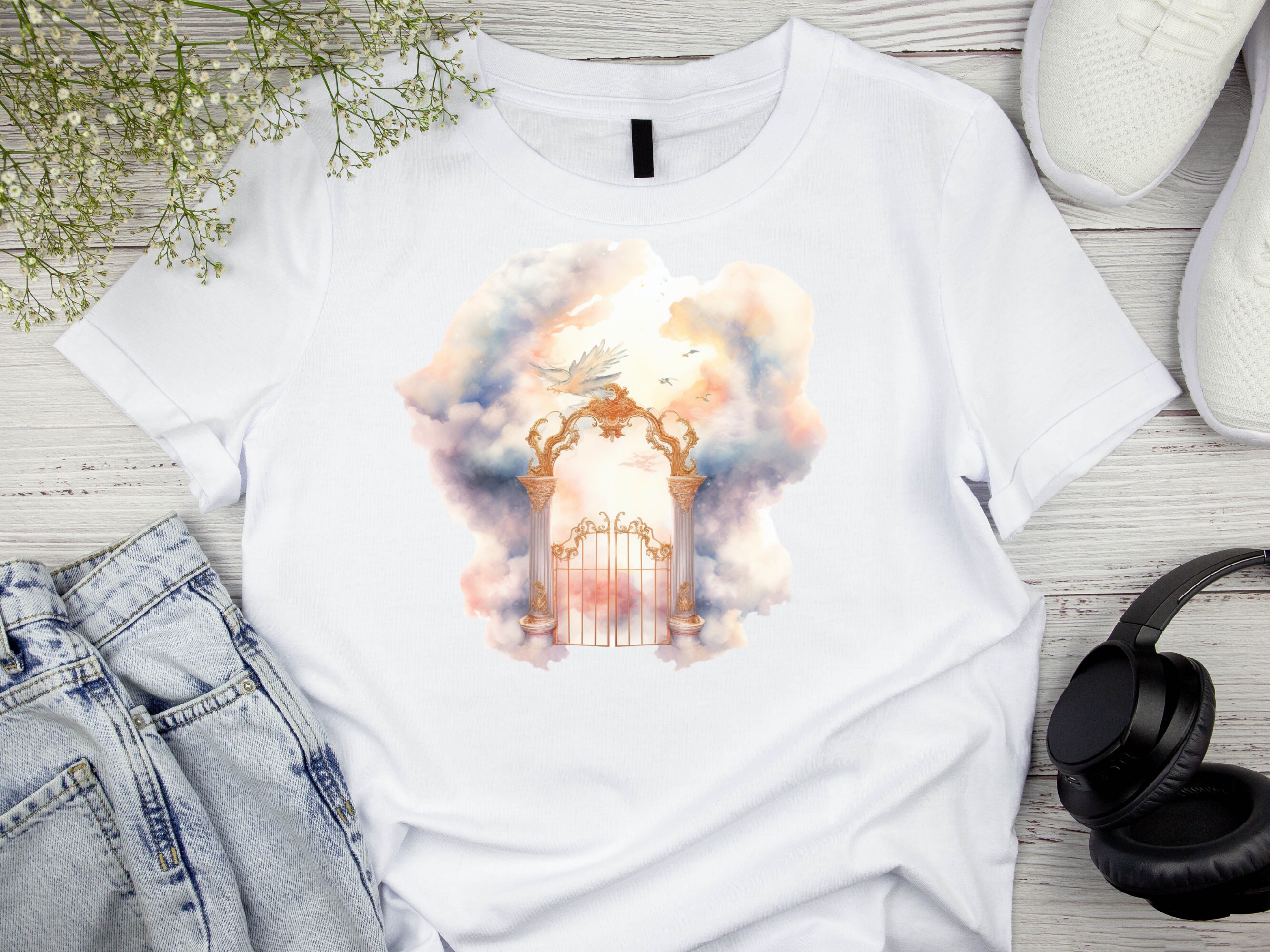 Watercolor Heaven Gates Clipart Png Printable Angel Clipart - Etsy UK