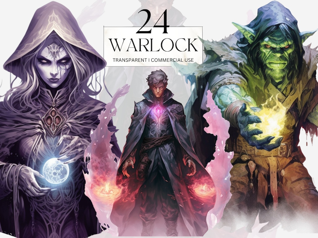 Watercolor Warlock Clipart Printable Dungeons and Dragons Dnd RPG Game ...