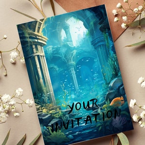 Watercolor Atlantis the Lost Empire Digital Paper, Printable Enchanted ...