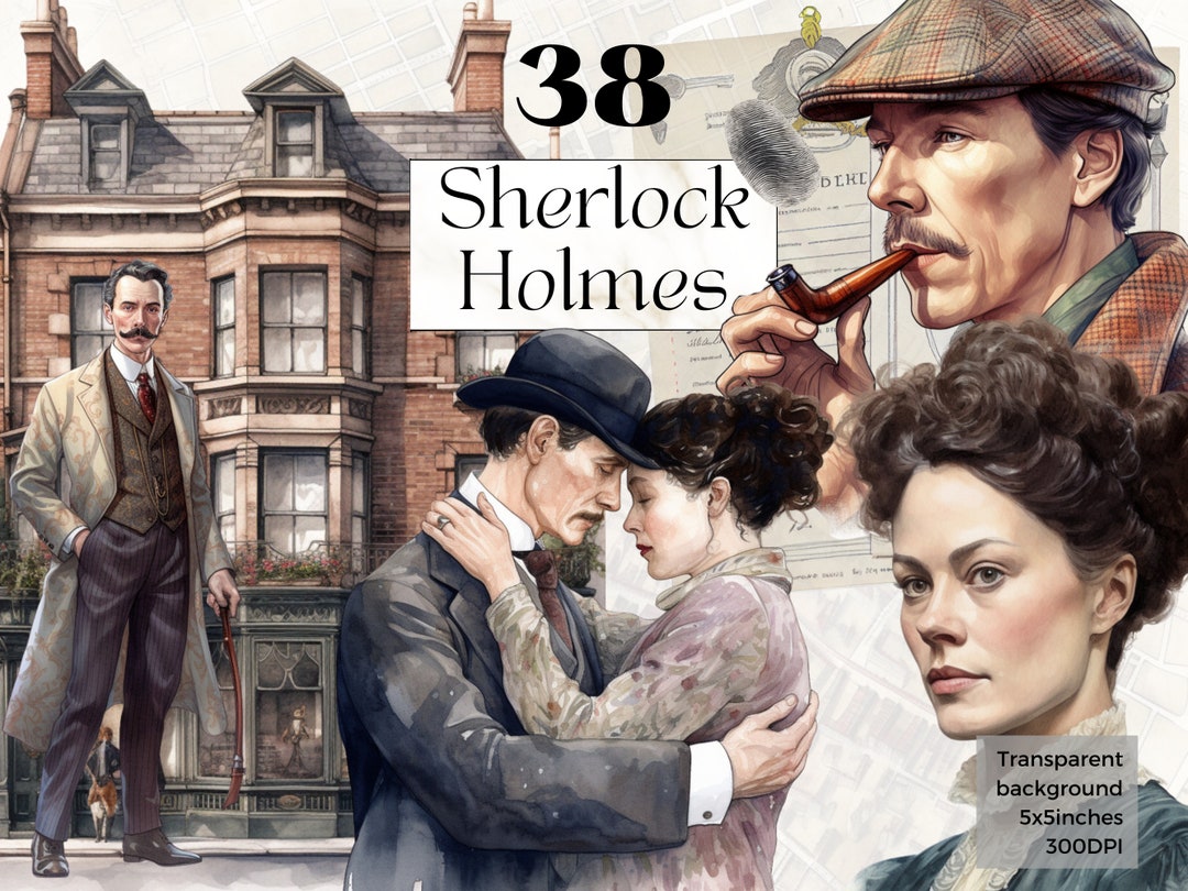 Watercolor Sherlock Holmes Clipart Png, Printable Detective 18th ...