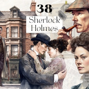 Watercolor Sherlock Holmes Clipart Png, Printable Detective 18th ...