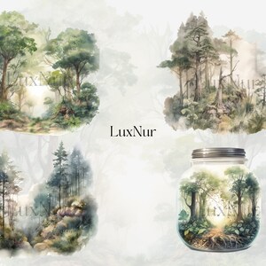 Watercolor Misty Enchanted Forest Clipart, Printable Fantasy Forest Png ...