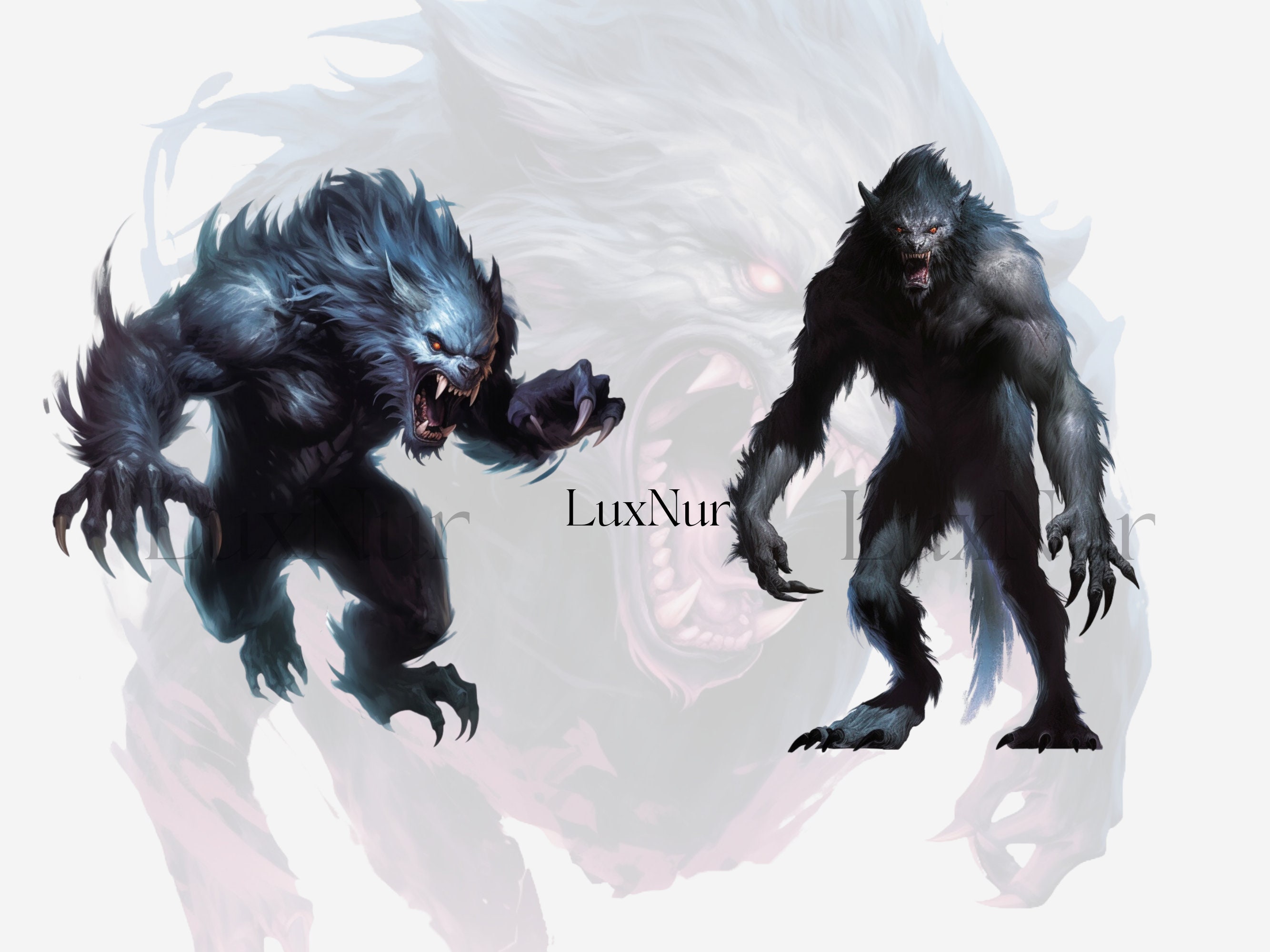 Watercolor Werewolf Clipart Printable Alpha Wolf Png - Etsy Australia