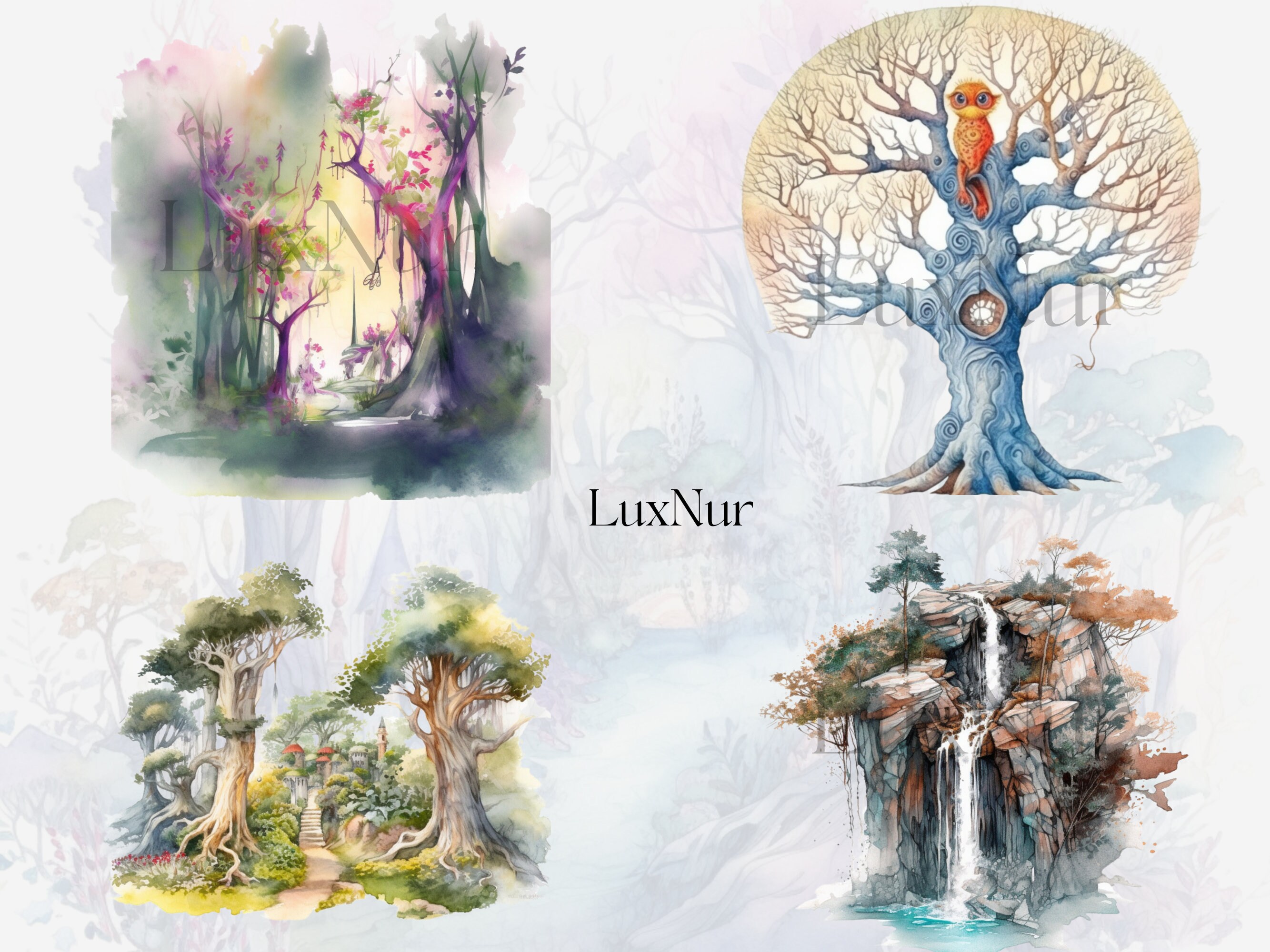 Watercolor Magical Forest Clipart Png Printable Nature - Etsy Australia