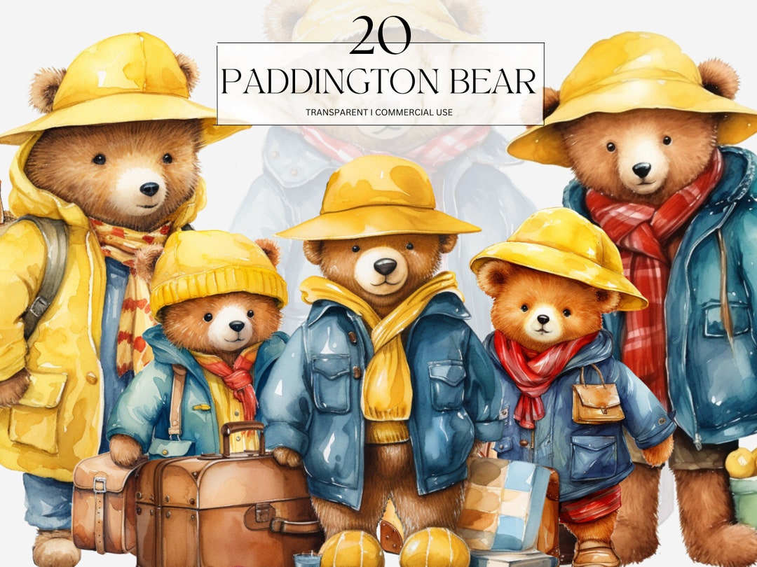 Watercolor Paddington Bear Clipart, Printable Fairytale Brown Teddy ...